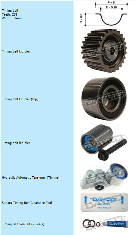 Dayco Timing Belt Kit With Hydraulic Tensioner KTBA161H