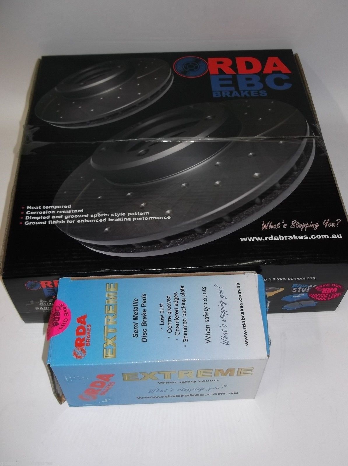 RDA Front Dimpled Slotted Brake Disc Rotors & Heavy Duty Brake Pads ...