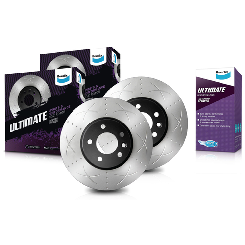 Bendix Rear Bendix Ultimate Slotted Brake Rotors & Brake Pads BR661 ...